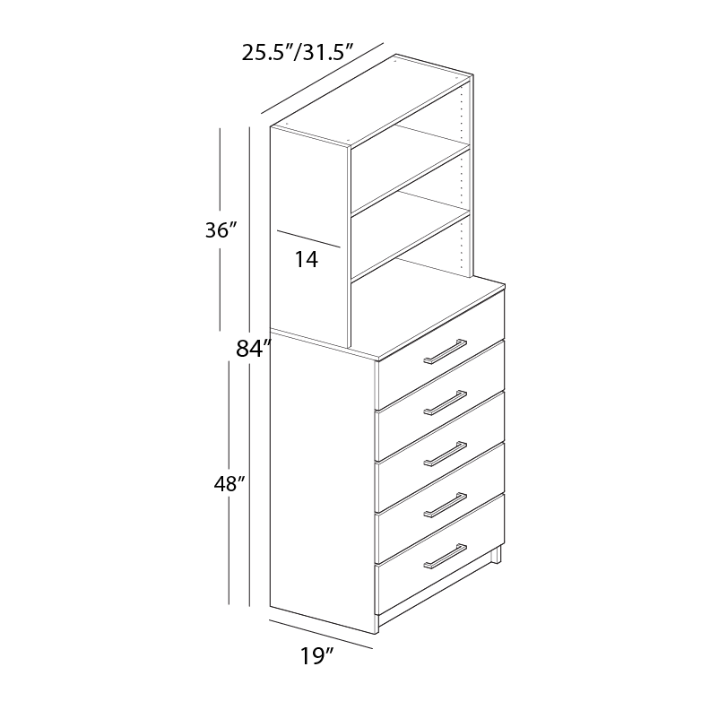 5 Drawer Hutch Tower 5-drawer-hutch-tower